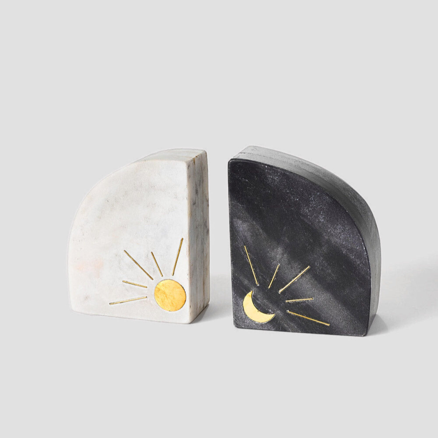 Indukala Sun and Moon Marble Bookends - Set of 2