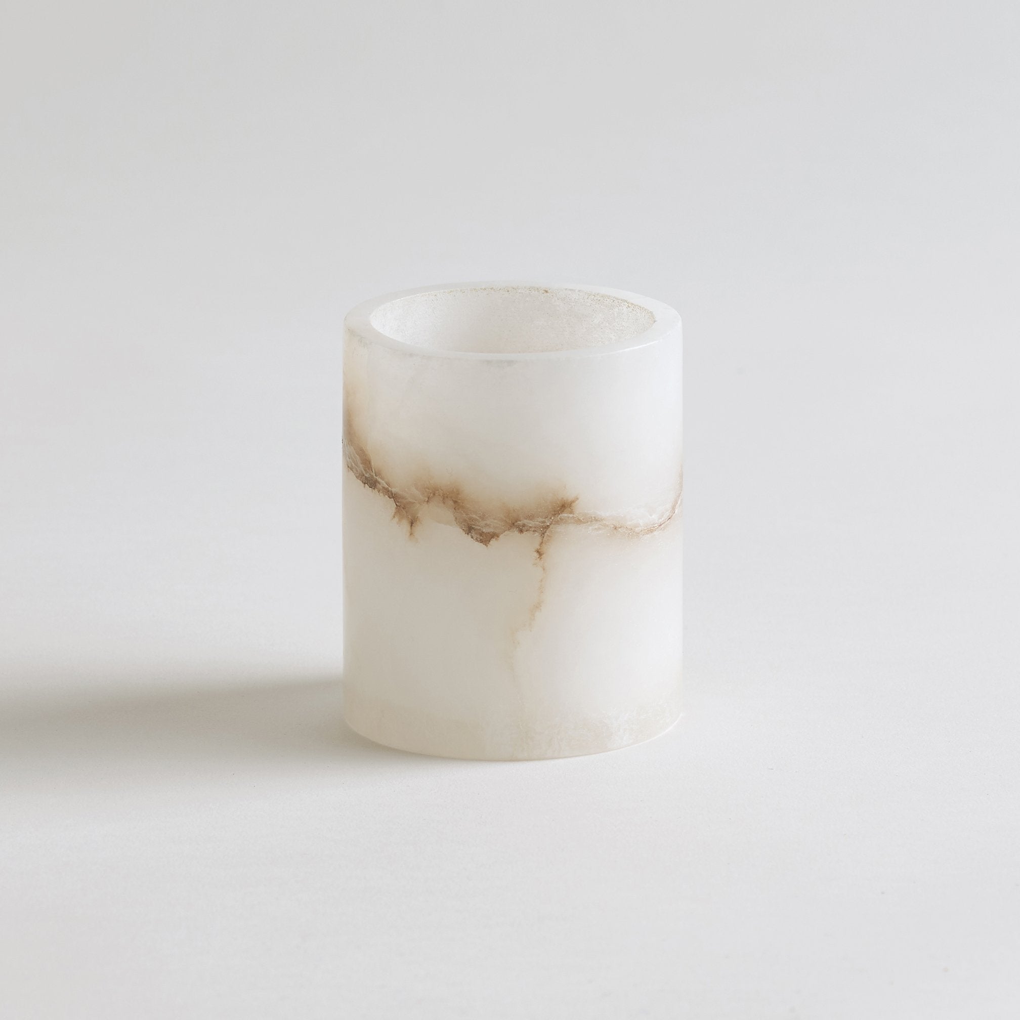 Short Alabaster Votive Candle Holder – Handcarved Stone Tealight Holder